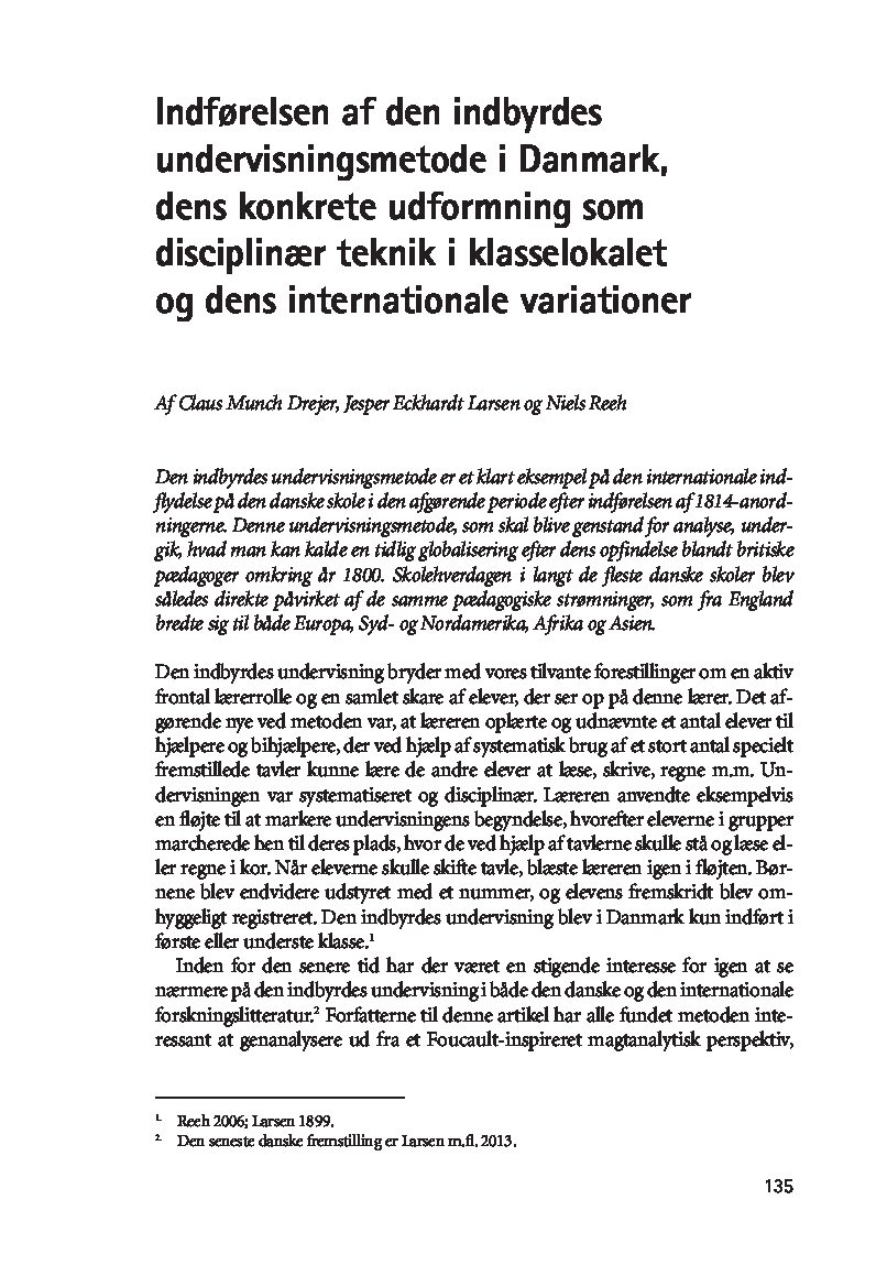 Claus Munch Drejer, Niels Reeh & Jesper Eckhardt Larsen: Indførelsen af ...