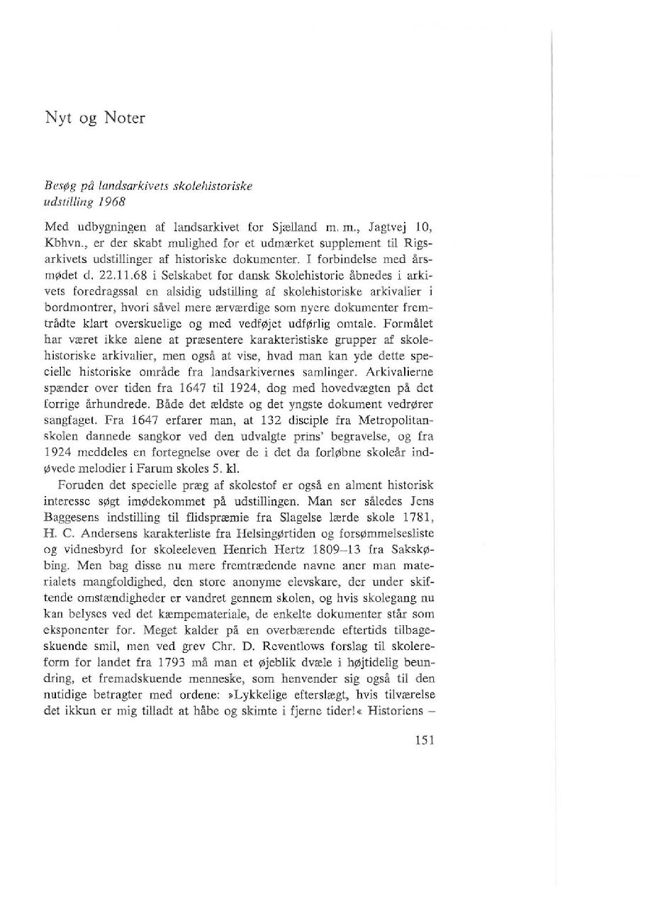 Nyt og Noter (1969) – Selskabet for Skole- og Uddannelseshistorie