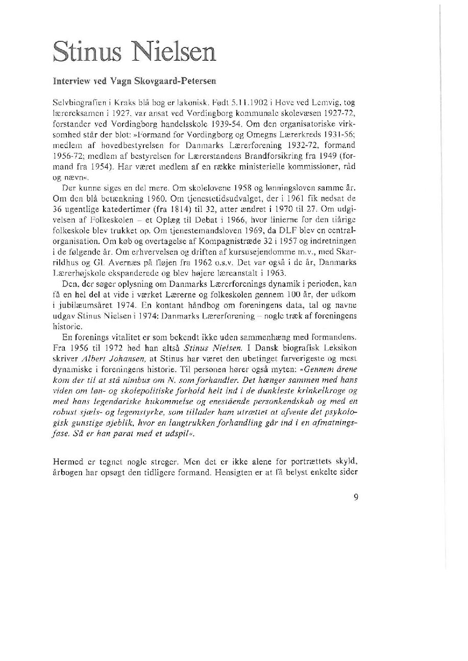 Stinus Nielsen. Interview ved Vagn Skovgaard-Petersen (1984 ...