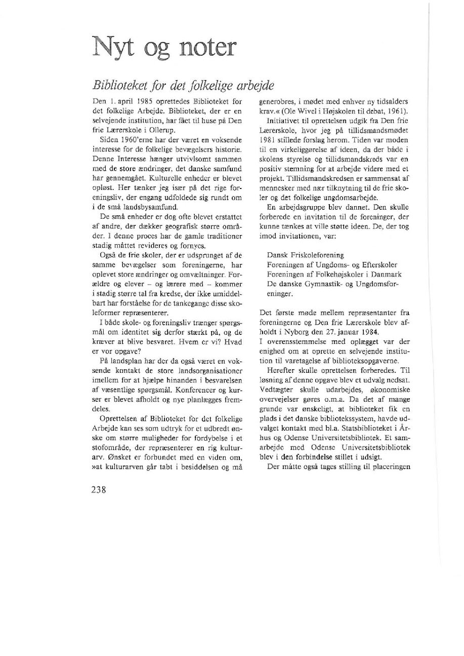 Nyt og noter (1987) – Selskabet for Skole- og Uddannelseshistorie