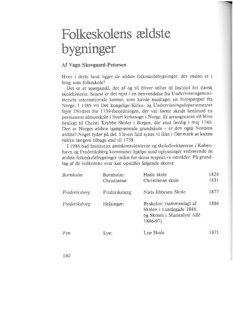 Vagn Skovgaard-Petersen: Folkeskolens ældste bygninger (1987) – Selskabet for Skole- og ...