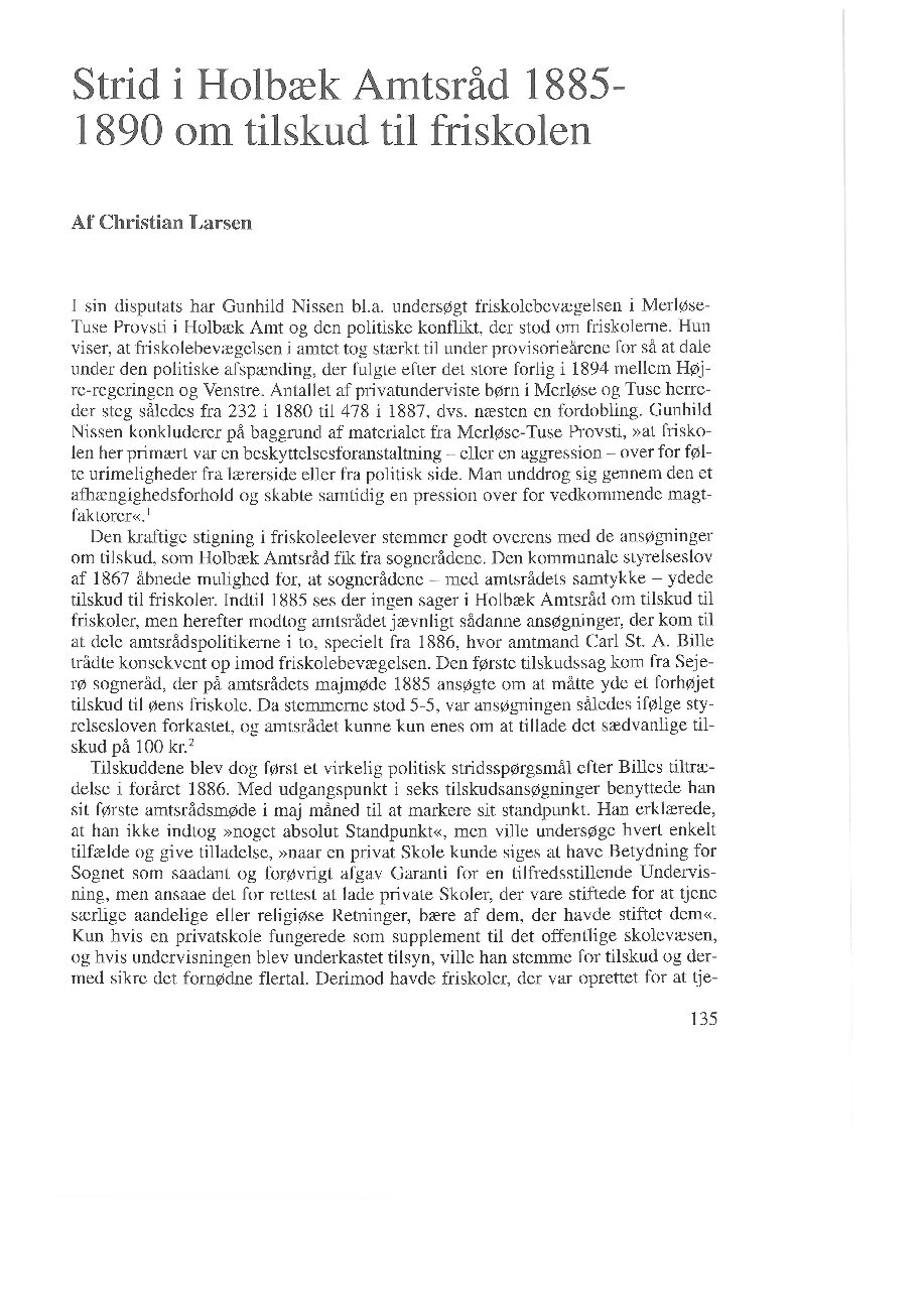 Christian Larsen: Strid i Holbæk Amtsråd 1885-1890 om tilskud til ...