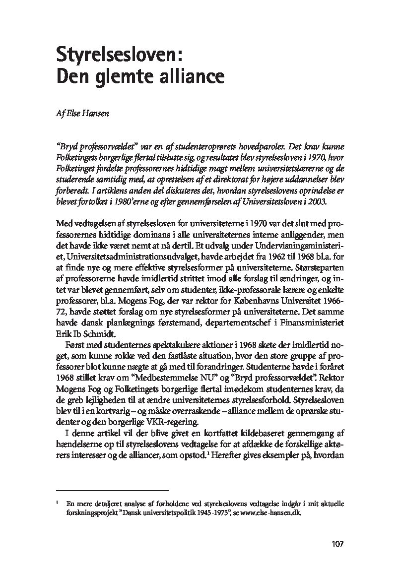 Else Hansen: Styrelsesloven: Den glemte alliance (2008) – Selskabet for ...