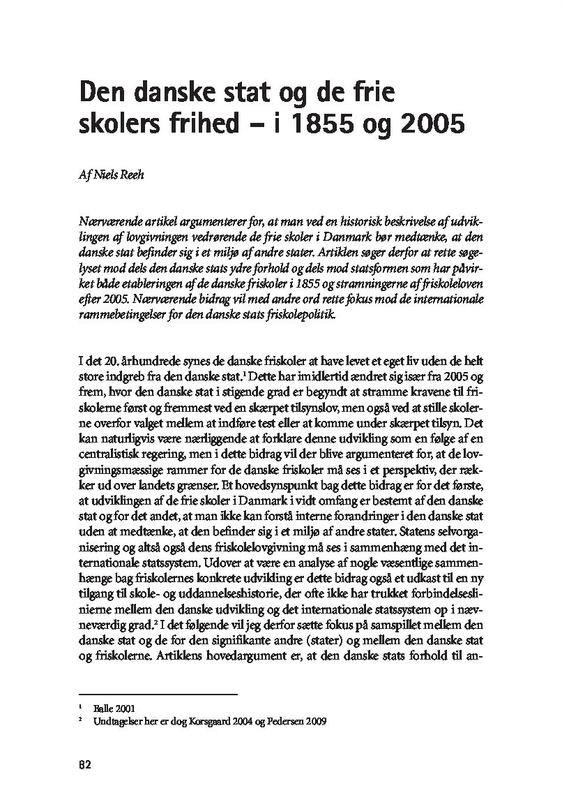 Niels Reeh: Den danske stat og de frie skolers frihed – i 1855 og 2005 ...