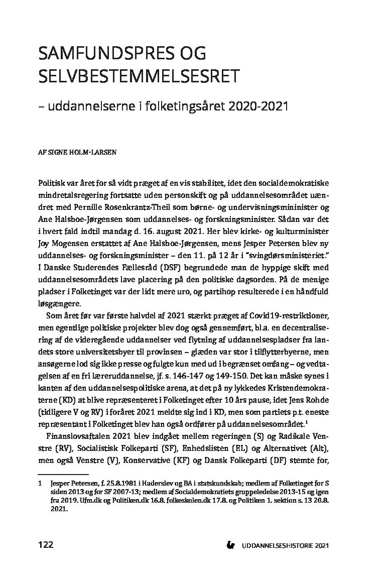 Signe Holm-Larsen: Samfundspres og selvbestemmelsesret – uddannelserne ...