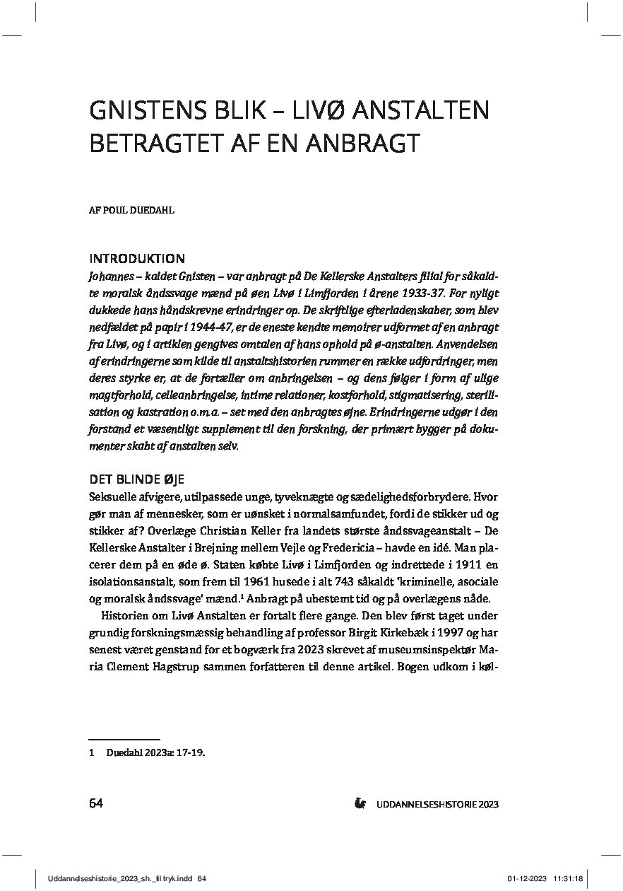 2023 – Duedahl Gnistens blik – Selskabet for Skole- og Uddannelseshistorie